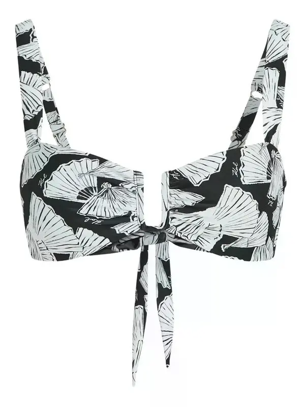 Karl Lagerfeld Fan-print Bikini Top - Black