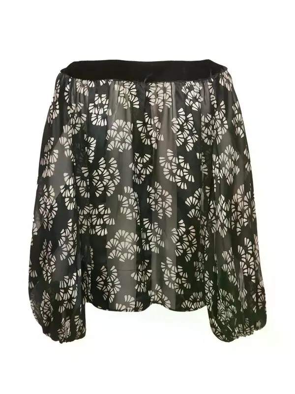 ARMANI Printed Blouse With Velvet Trim