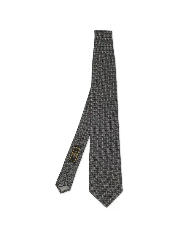 Fendi Ff-pattern Silk Tie - Brown