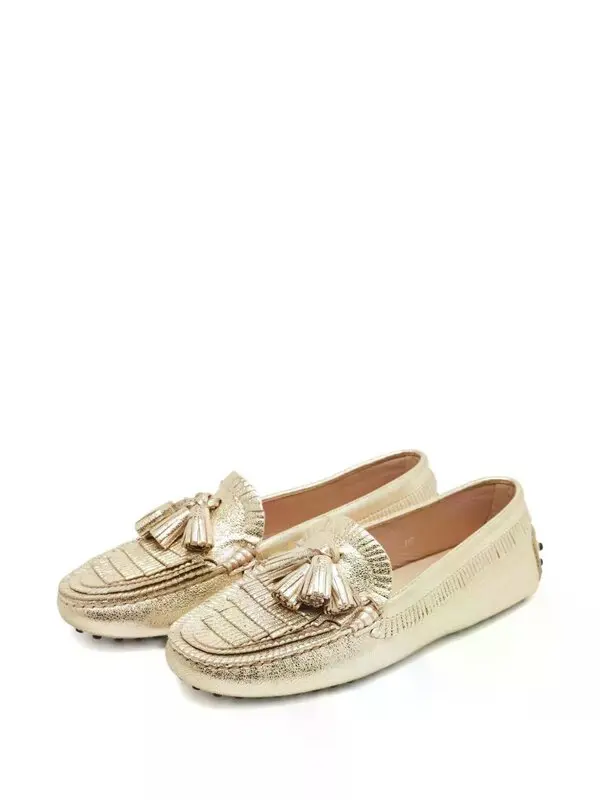 TOD'S Metallic-effect Tassel Loafers