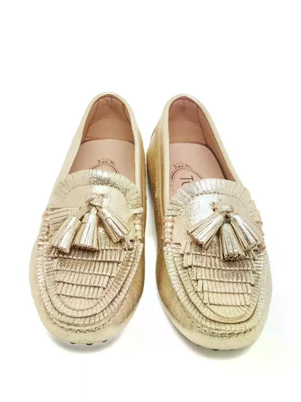 TOD'S Metallic-effect Tassel Loafers