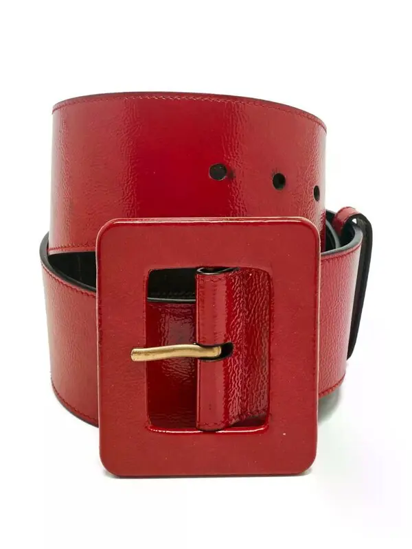 Saint Laurent Leather Buckle Belt - Red
