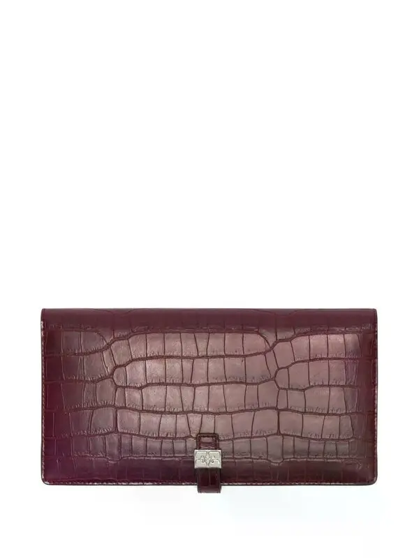 GANNI Crocodile-effect Flap Wallet - Red