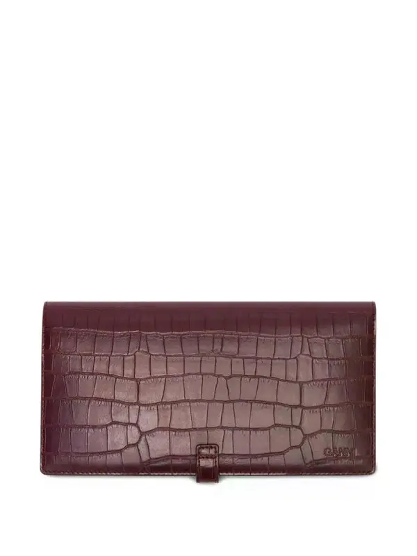 GANNI Crocodile-effect Flap Wallet - Red