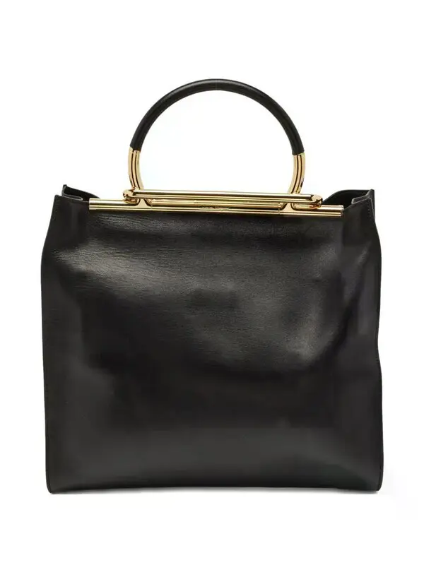 FERRAGAMO Frame Leather Tote Bag - Black