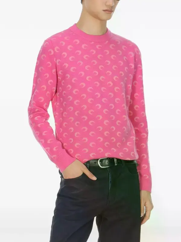 MARINE SERRE Moon Jacquard Crew Neck Sweater