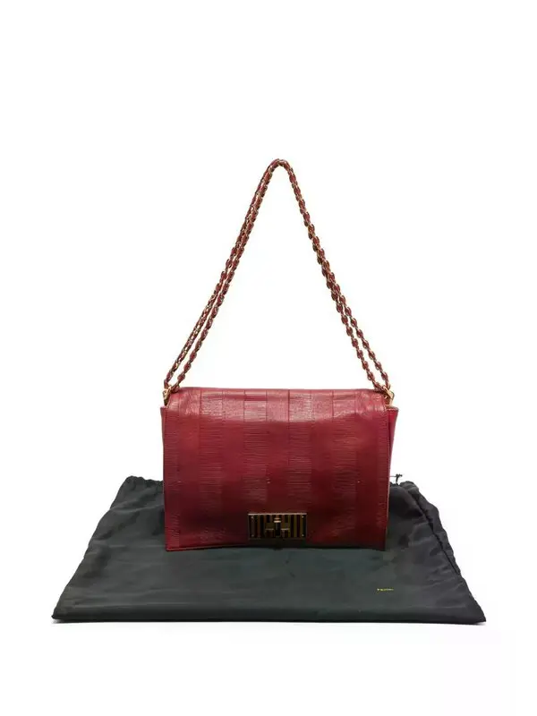 Fendi Claudia Embossed Leather Shoulder Bag