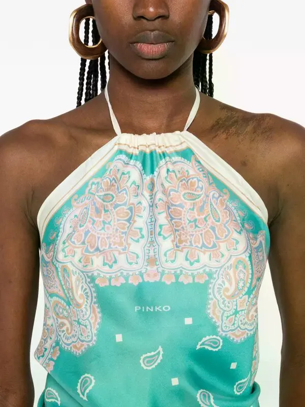 Pinko Paisley Print Halterneck Top