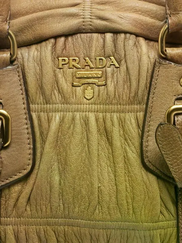 Prada Gaufre Pleated Leather Tote Bag