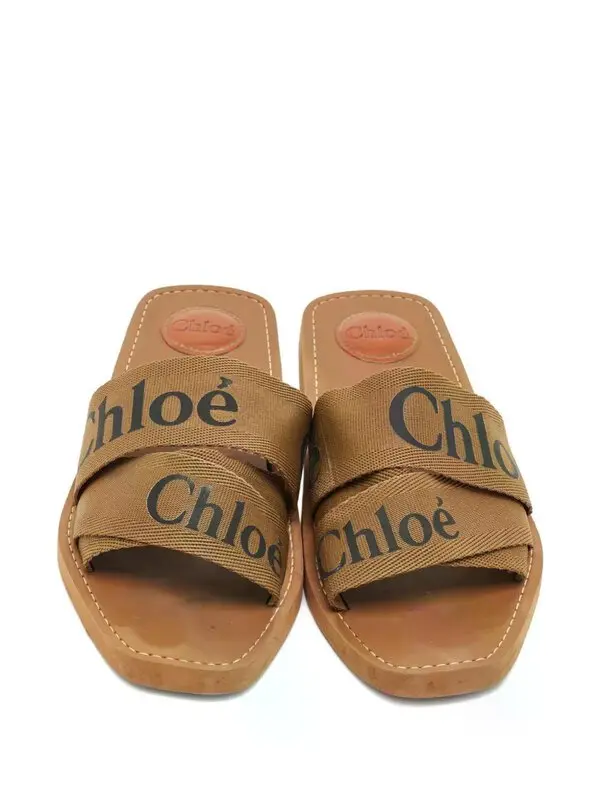 Chloé Canvas Logo Flat Sandals