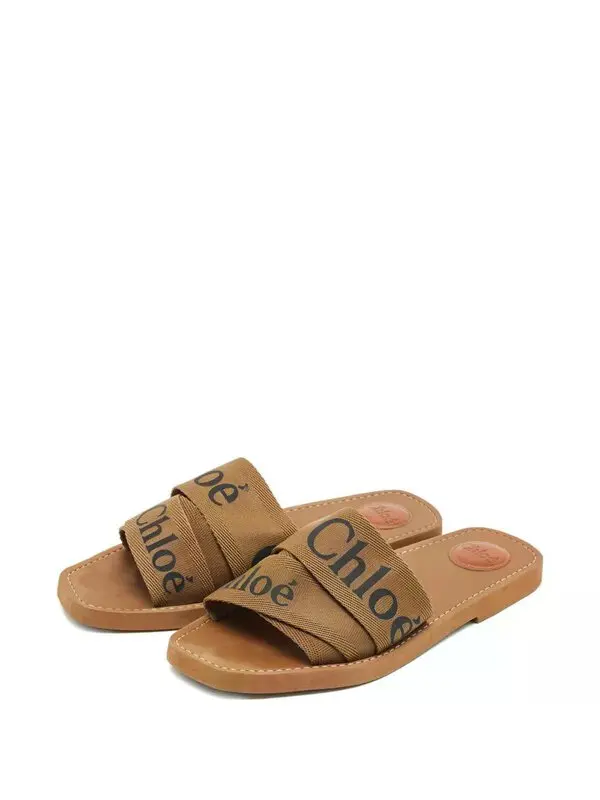 Chloé Canvas Logo Flat Sandals