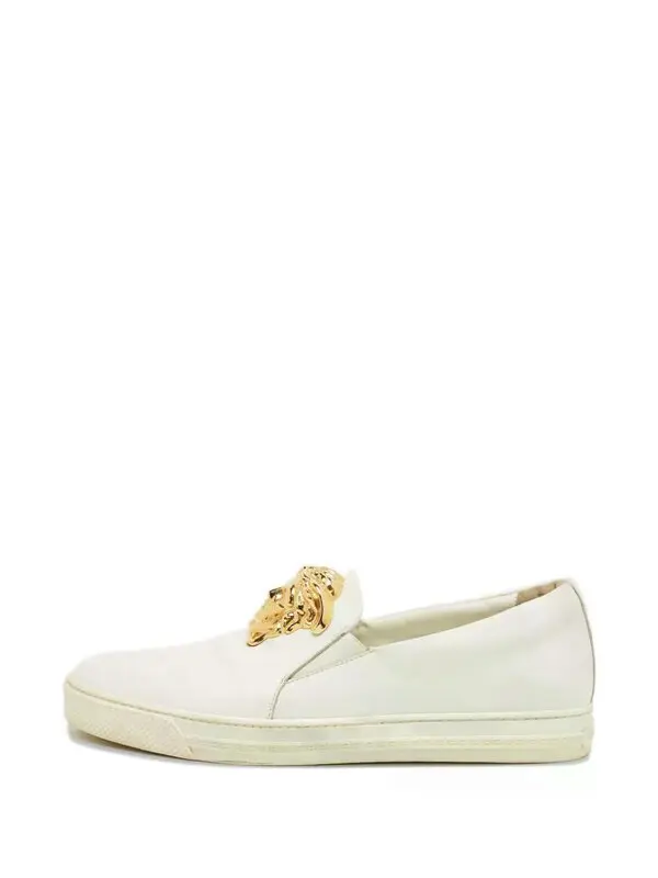 Versace Leather Medusa Slip-on Sneakers - White