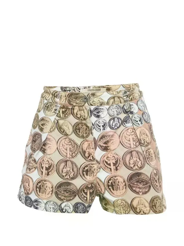 Roberto Cavalli Printed Denim Shorts