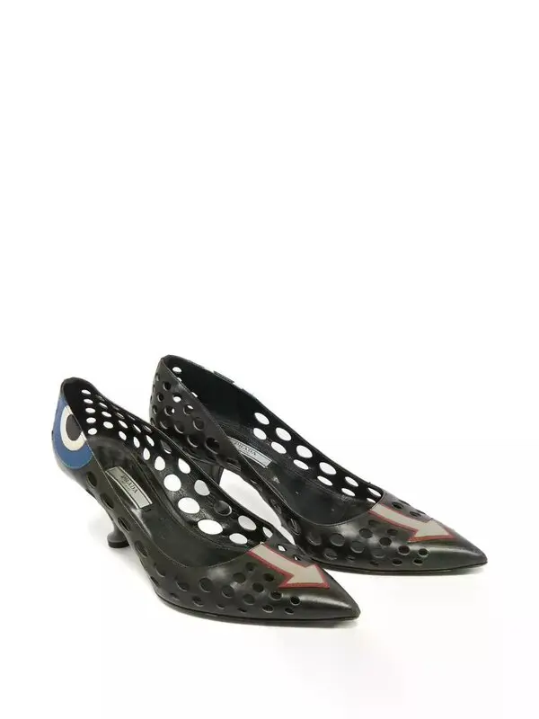 Prada Perforated Leather Pointed Toe Pumps
