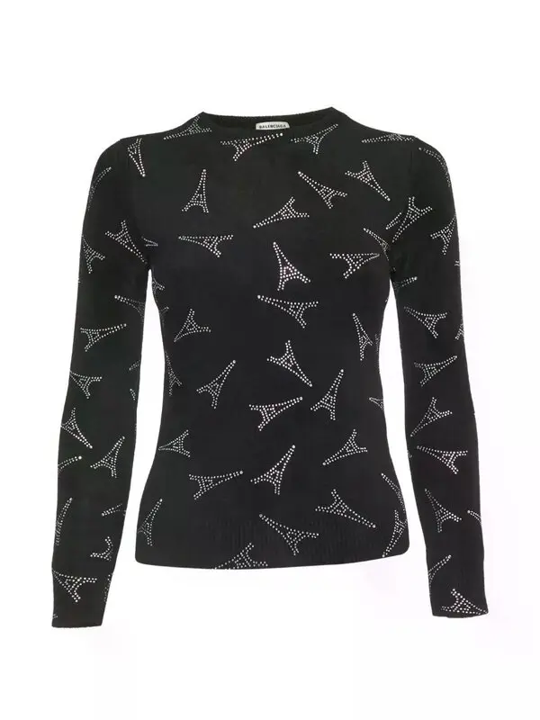 Balenciaga Eiffel Tower Pattern Crystal-studded T-shirt
