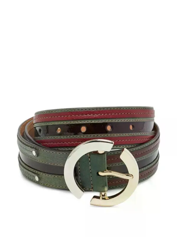Dolce & Gabbana Round-buckle Leather Belt - Green