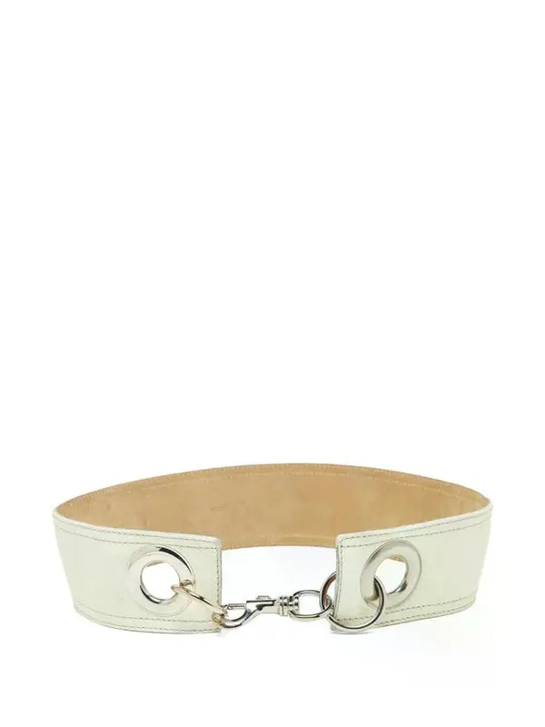 Miu Miu Leather Buckle Waist Belt - White