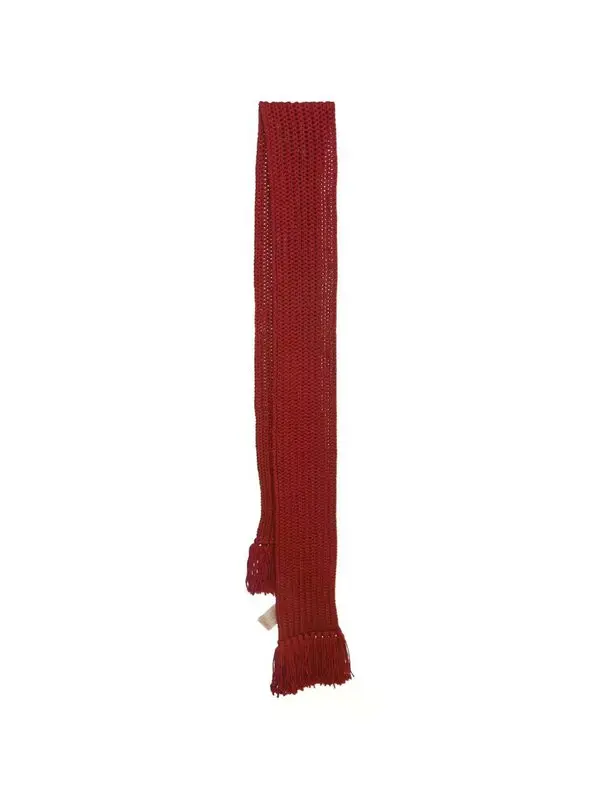 Gucci Ribbed Fringed Scarf - Red