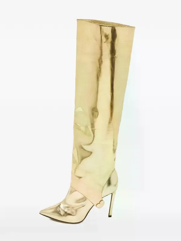 JIMMY CHOO Hurley Mirrored-effect Leather Boots