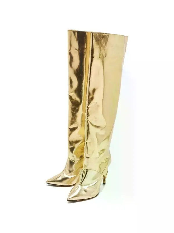 JIMMY CHOO Hurley Mirrored-effect Leather Boots