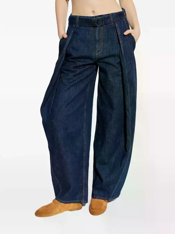 Loewe Belted Pleated Wide-leg Jeans