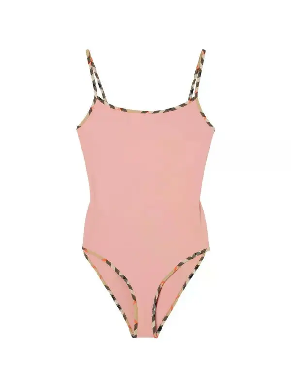 Burberry Check Trim Cut-out Swimsuit - Pink
