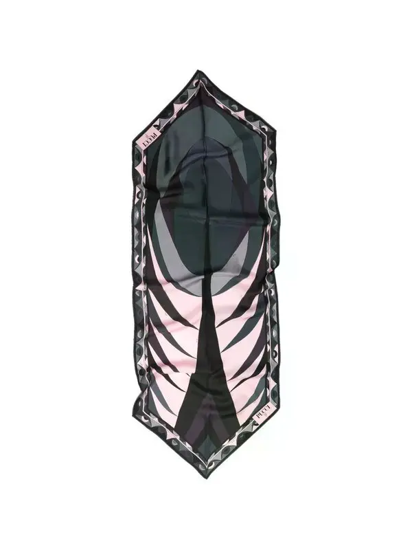 Emilio Pucci Graphic Print Silk Scarf - Grey