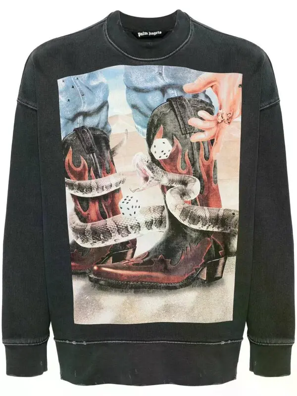 Palm Angels Dice Game Crew-neck Sweatshirt - Black