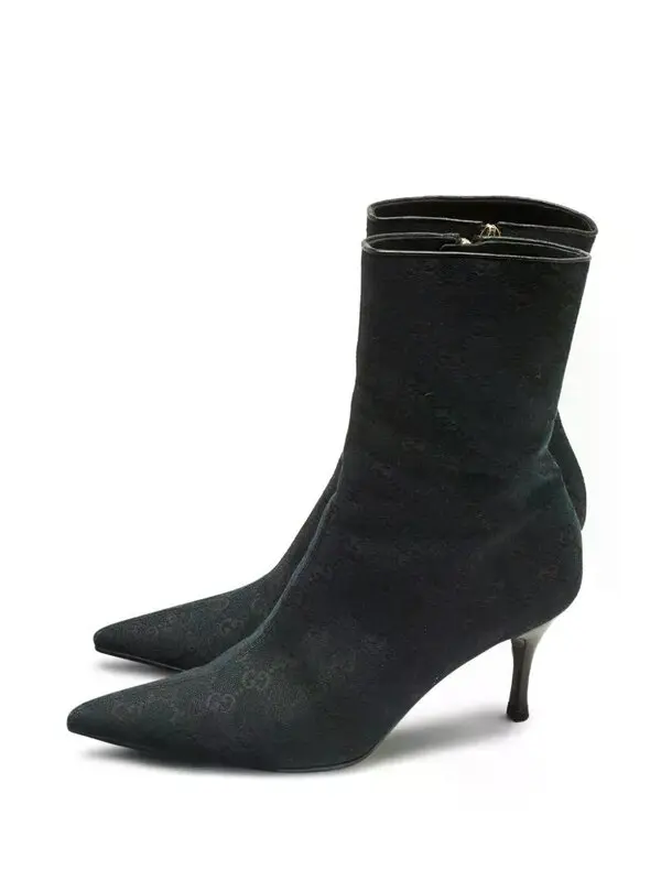 Gucci Gg Canvas Pointed Ankle Boots