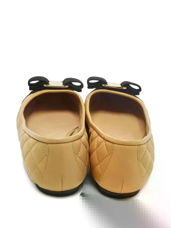 FERRAGAMO Varina Quilted Bow Ballet Flats - Neutrals