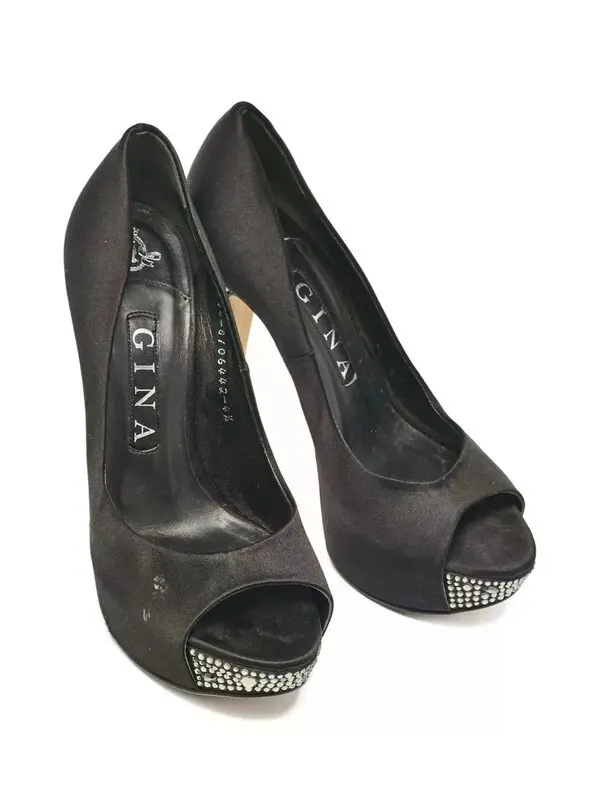 GINA Satin Embellished Platform Pumps