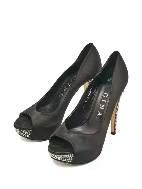 GINA Satin Embellished Platform Pumps