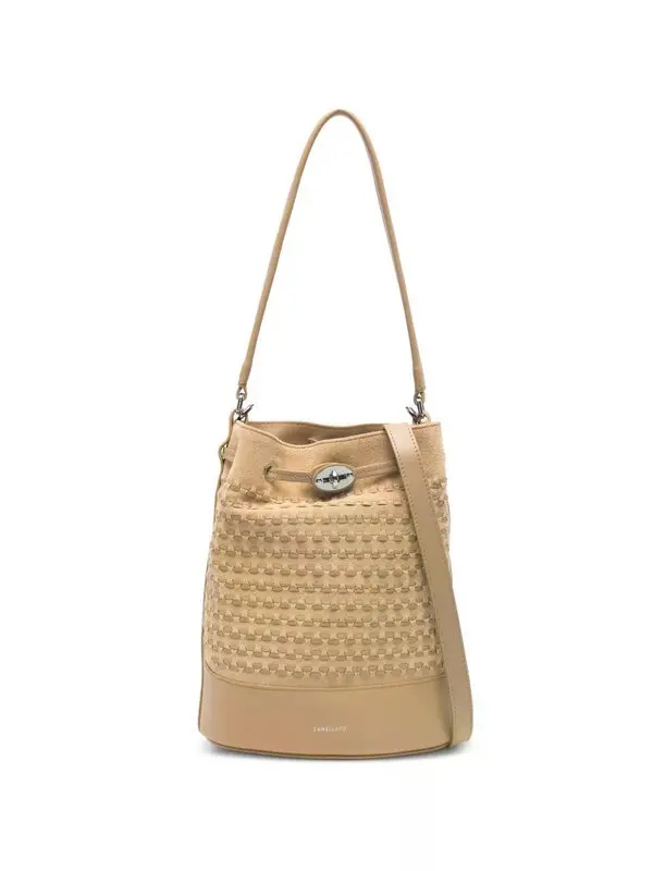 ZANELLATO Small Monda Woven Suede Bucket Bag