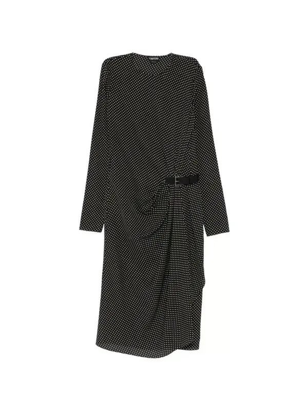 TOM FORD Polka-dot Belted Midi Dress