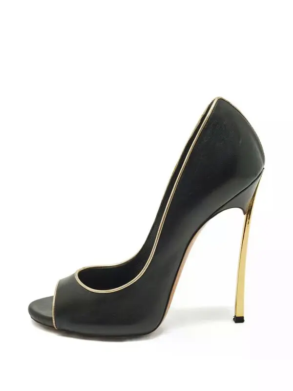 Casadei Leather Peep-toe Blade Heel Pumps