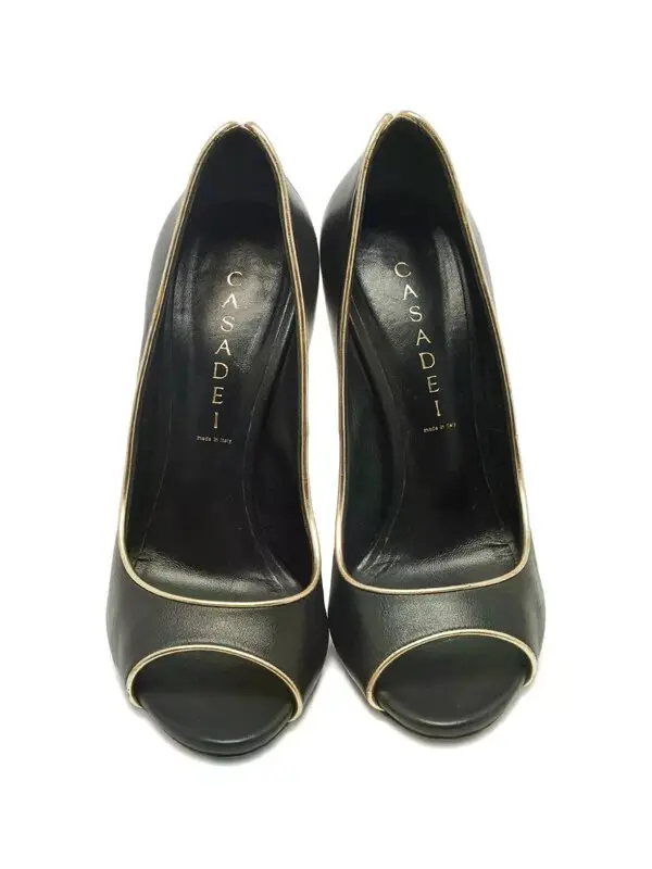 Casadei Leather Peep-toe Blade Heel Pumps
