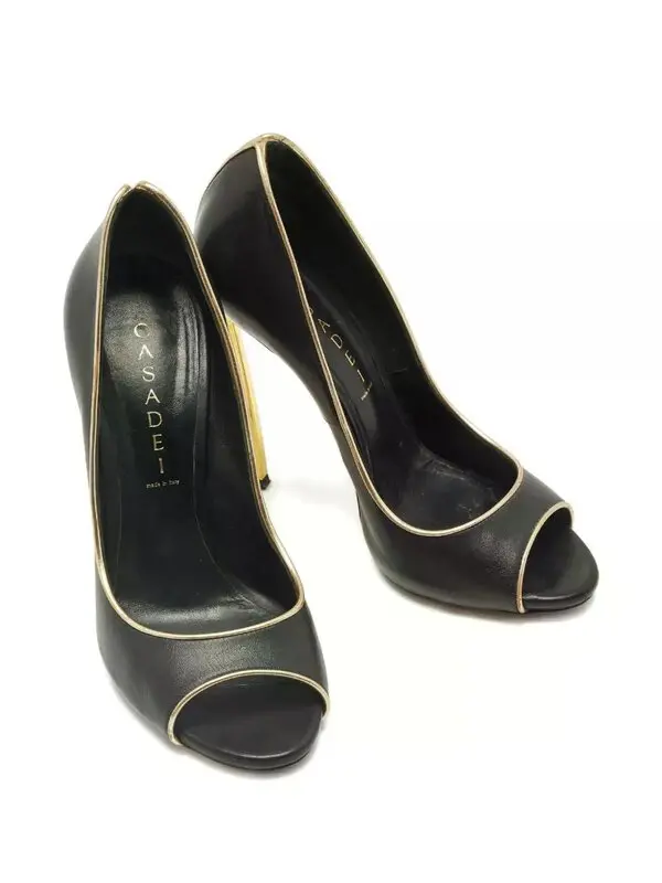 Casadei Leather Peep-toe Blade Heel Pumps