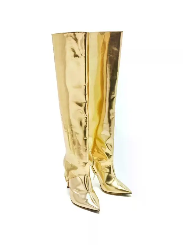 JIMMY CHOO Hurley Mirrored-effect Leather Boots
