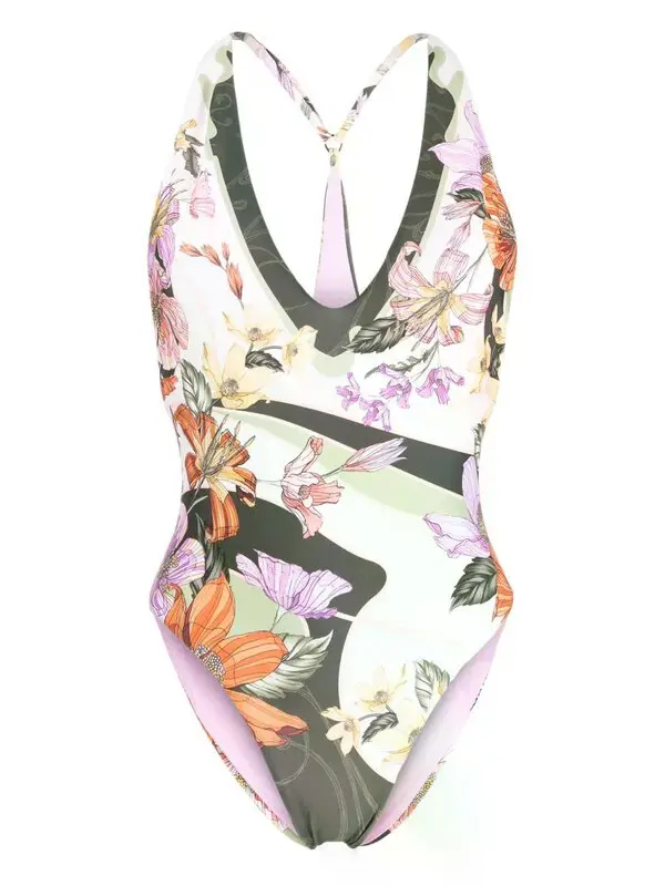 Agua Bendita Aloe Floral-print Swimsuit - Multicolour