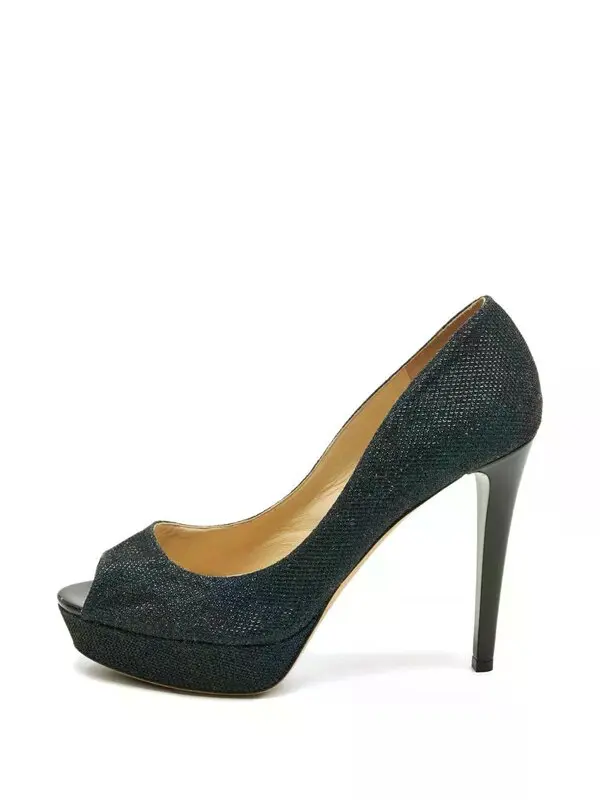 JIMMY CHOO Glitter Platform Peep Toe High Heel Sandals
