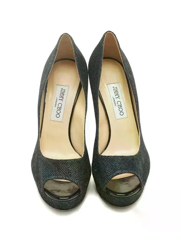 JIMMY CHOO Glitter Platform Peep Toe High Heel Sandals
