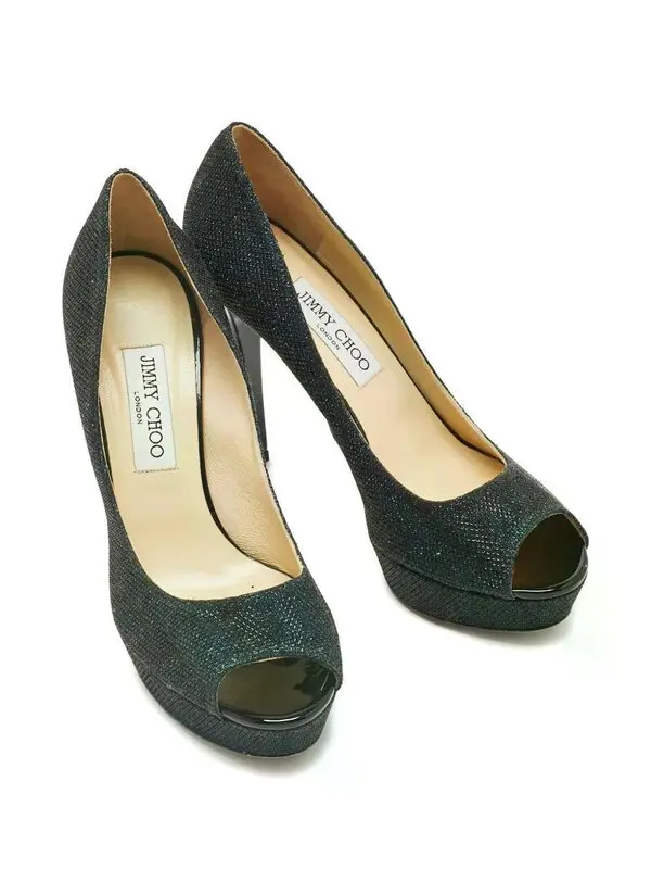 JIMMY CHOO Glitter Platform Peep Toe High Heel Sandals