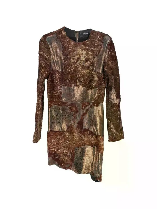 Balmain Textured Long Sleeve Mini Dress
