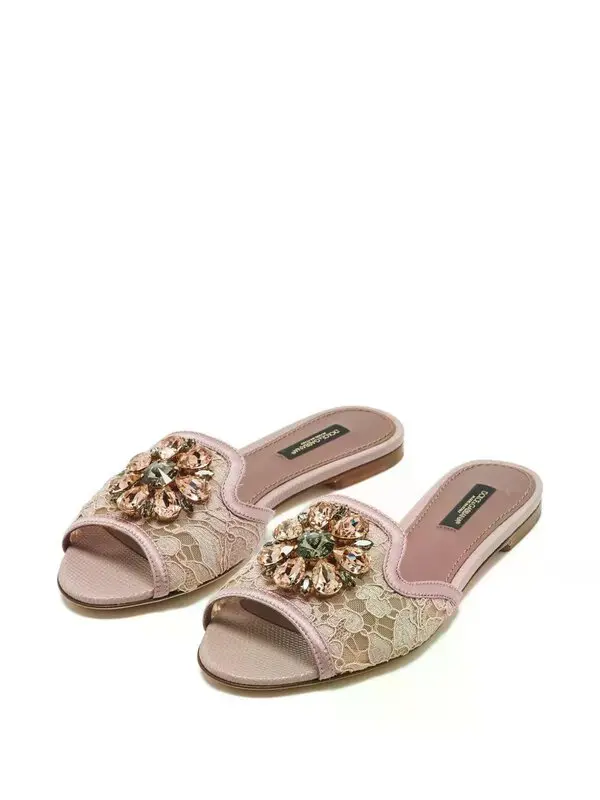 Dolce & Gabbana Crystal-embellished Lace Sandals - Pink