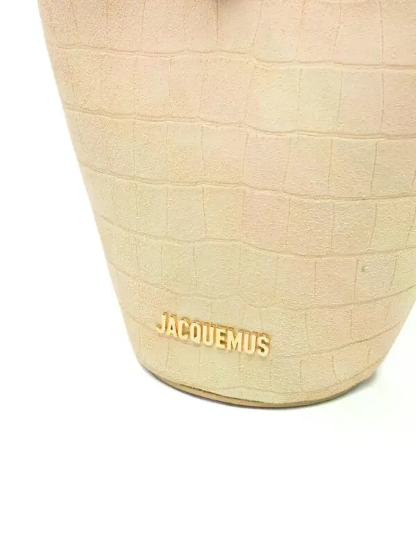 Jacquemus Le Petit Bambola Crocodile-effect Suede Tote Bag - Neutrals