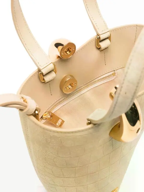 Jacquemus Le Petit Bambola Crocodile-effect Suede Tote Bag - Neutrals