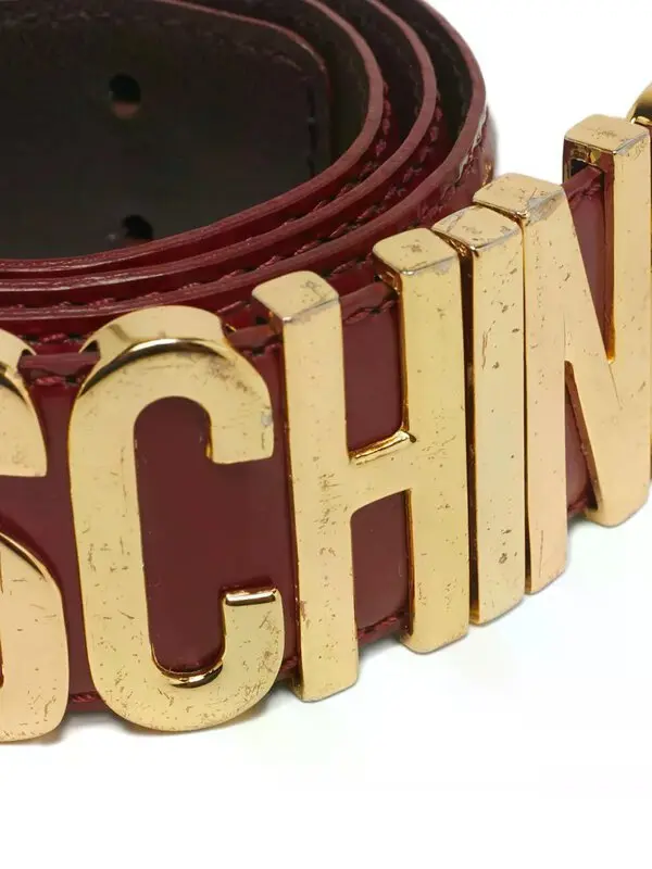 Moschino Plaque Leather Belt - Red