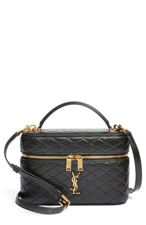 Saint Laurent Large Gaby Quilted Leather Vanity Case - Noir