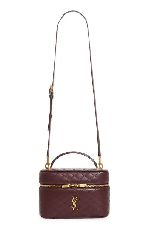 Saint Laurent Large Gaby Quilted Leather Vanity Case - Rouge Cabernet