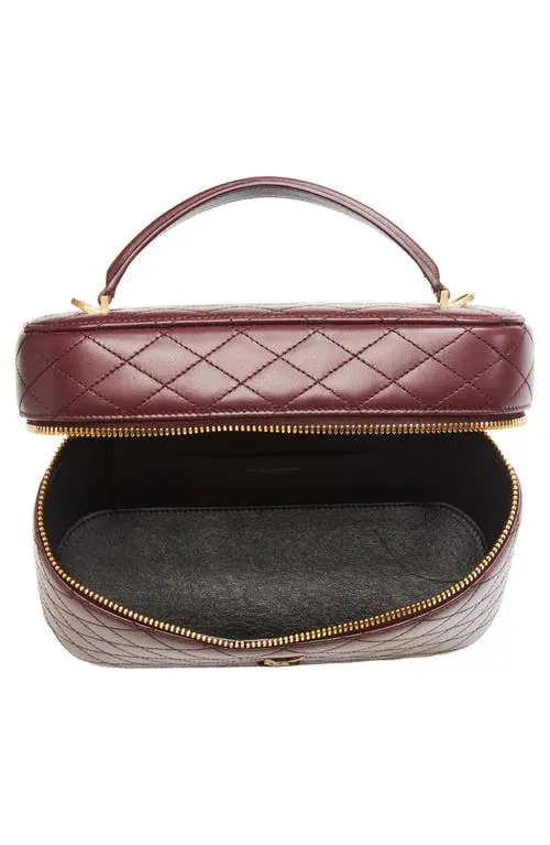Saint Laurent Large Gaby Quilted Leather Vanity Case - Rouge Cabernet